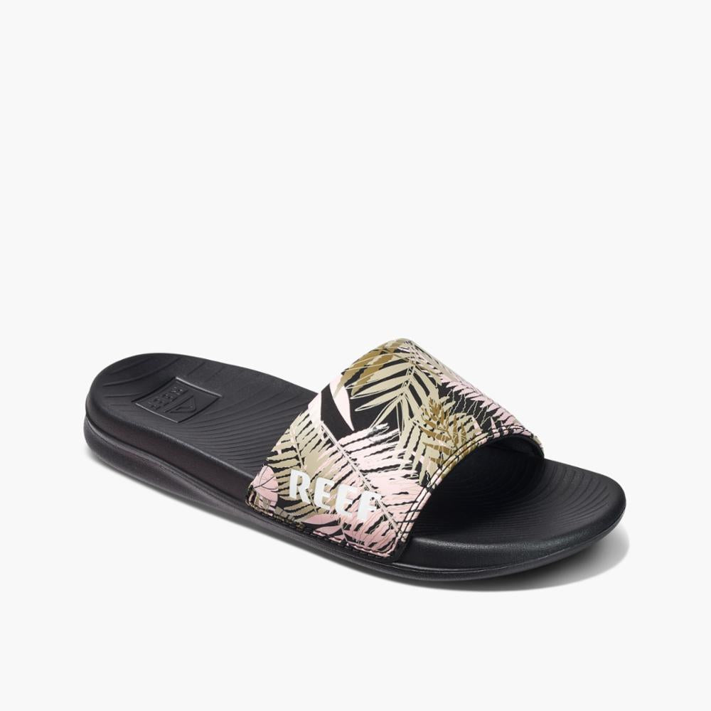 Reef Women REEF ONE SLIDE BLACK SHADED PALMS – Reef Canada